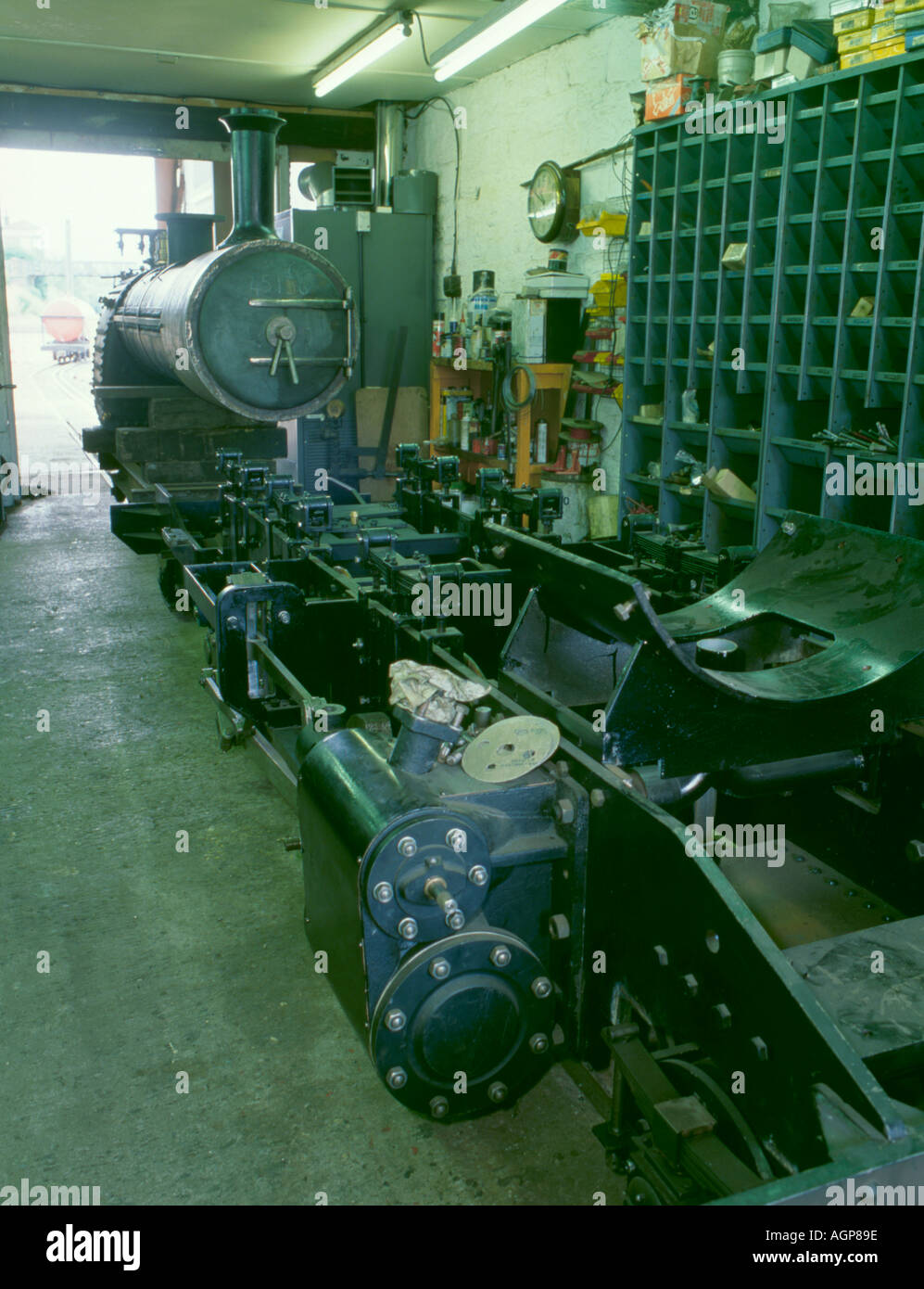 Miniature steam locomotive under construction, workshops of the ...