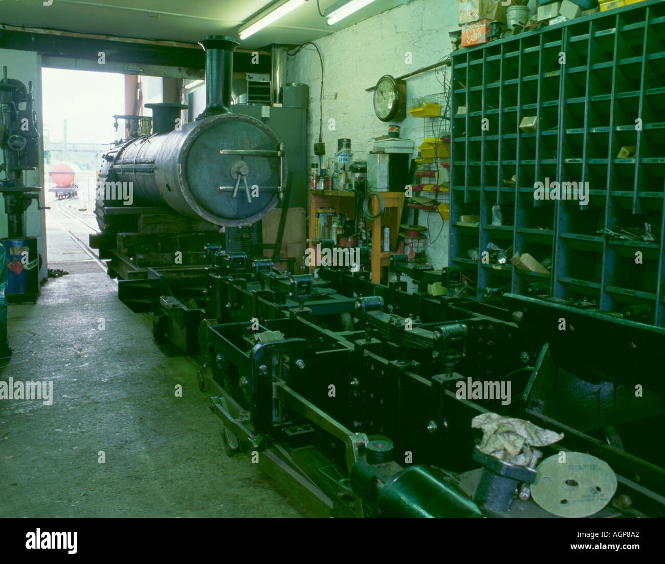 Miniature steam locomotive under construction, workshops of the ...