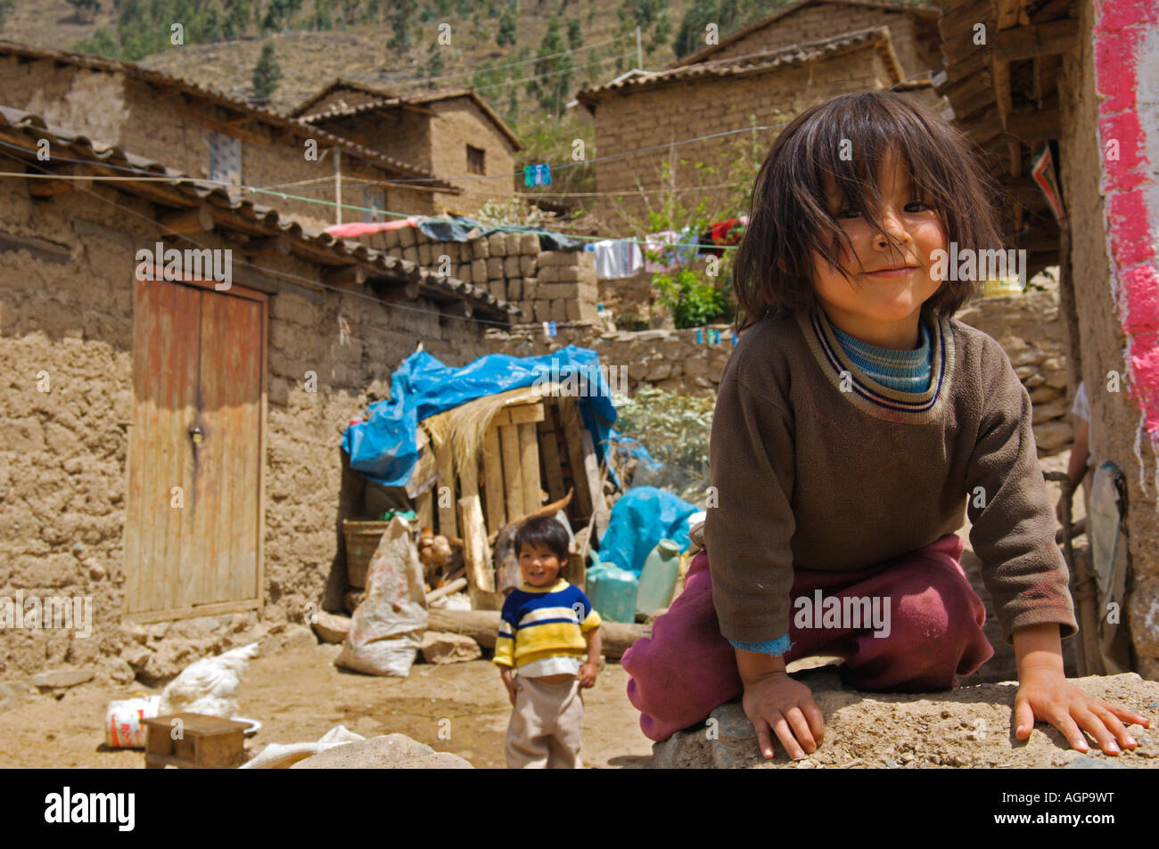 Peru, Rural village children Stock Photo - Alamy