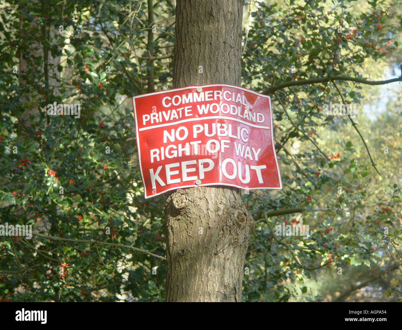 Keep out sign Hopwas woods Stock Photo - Alamy