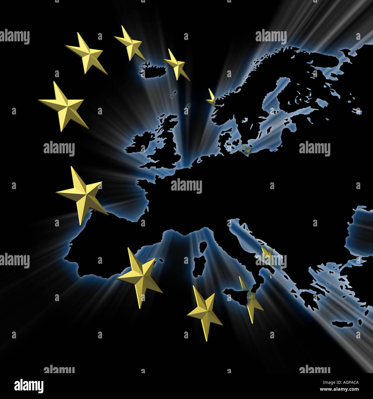 Circle of Stars and Map of Europe Stock Photo - Alamy