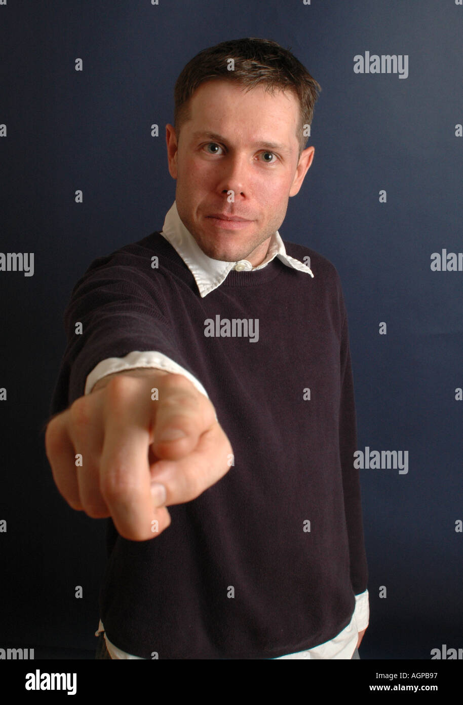 Man pointing one Stock Photo - Alamy