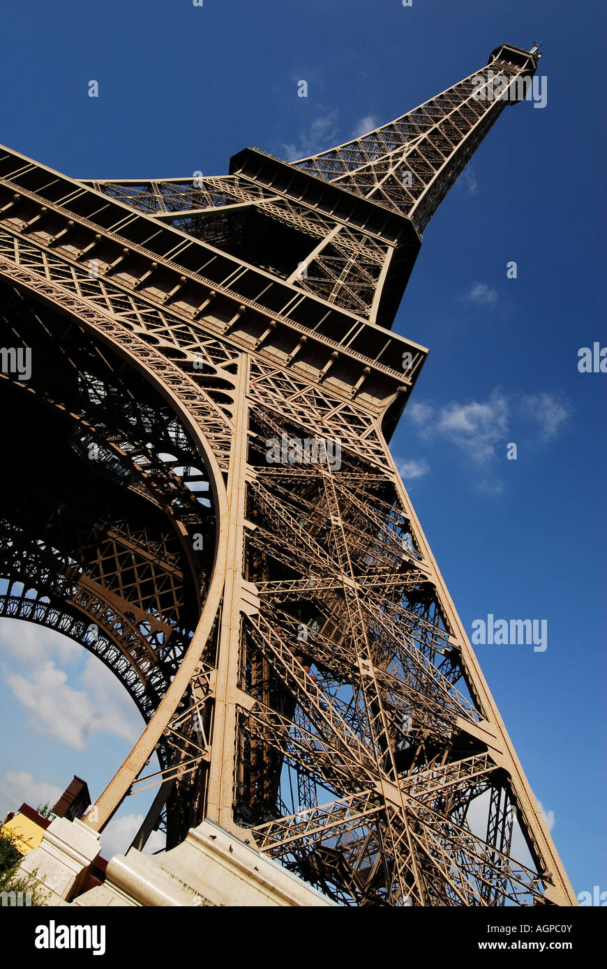 A lookup view of the Eifel Tower Stock Photo - Alamy