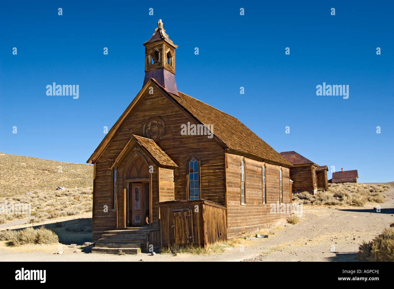 USA, California, Bodie State Historic Park, Old church in Bodie gold mining ghost town Stock ...