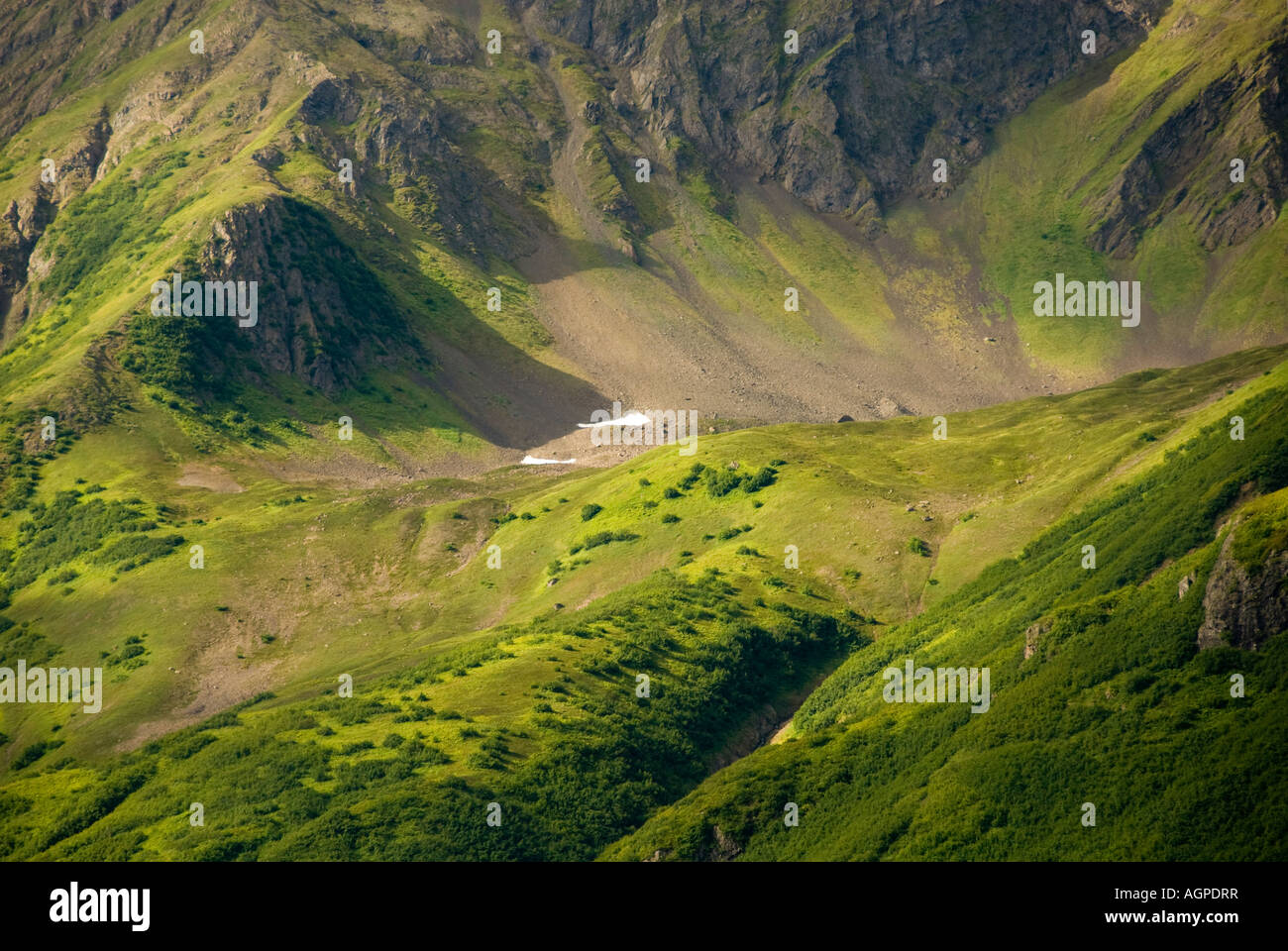 Alaska Southwest Velvet green Kilbuck Mountains surrounded by Nuyakuk ...