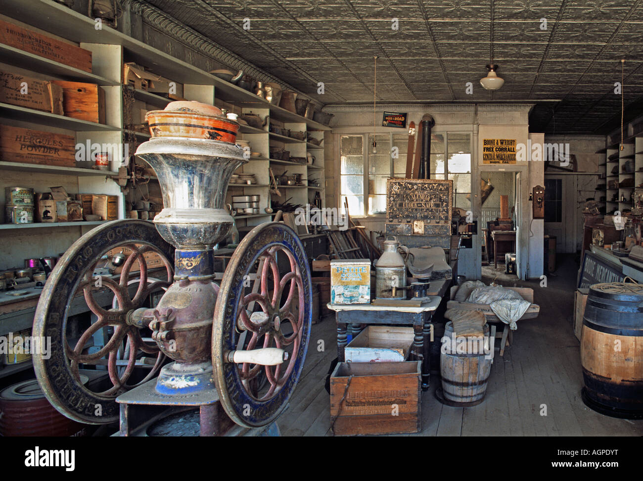 USA, California, Bodie State Historic Park. View inside Boone's General ...