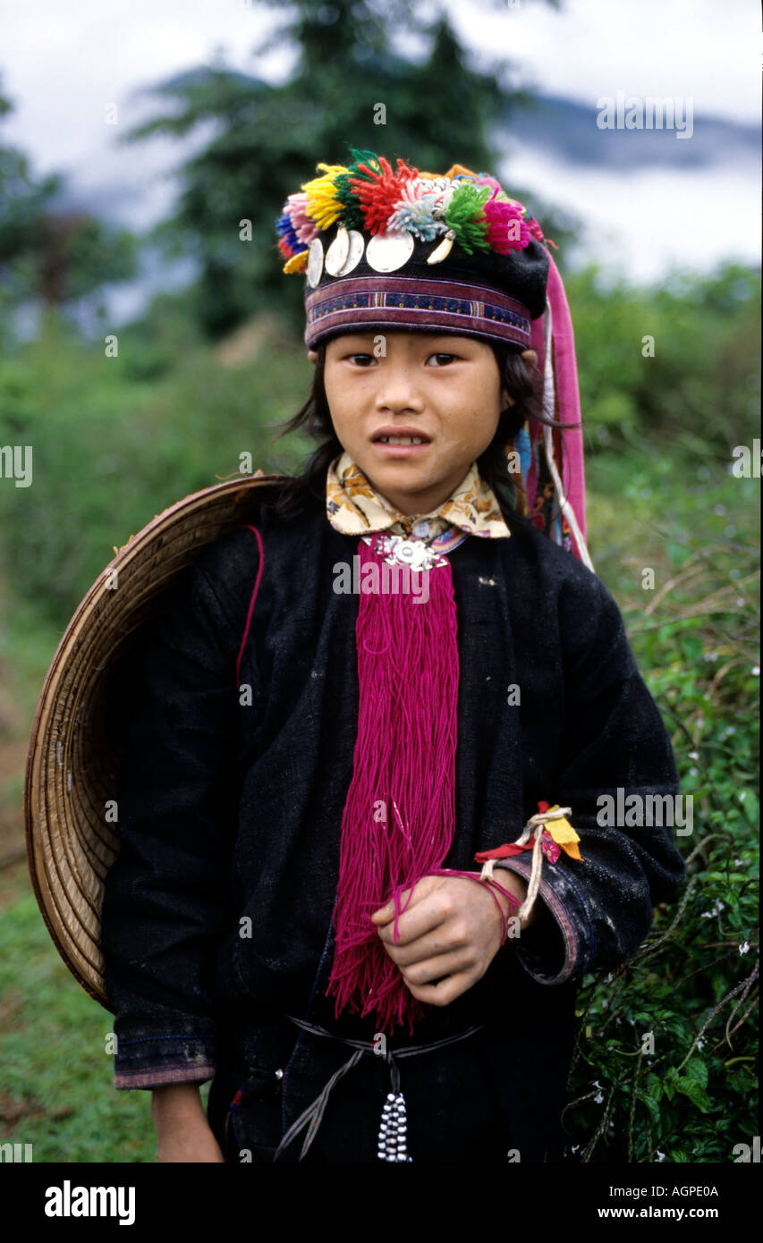 girl wearing traditional dress in village near Bin Lu Stock Photo - Alamy