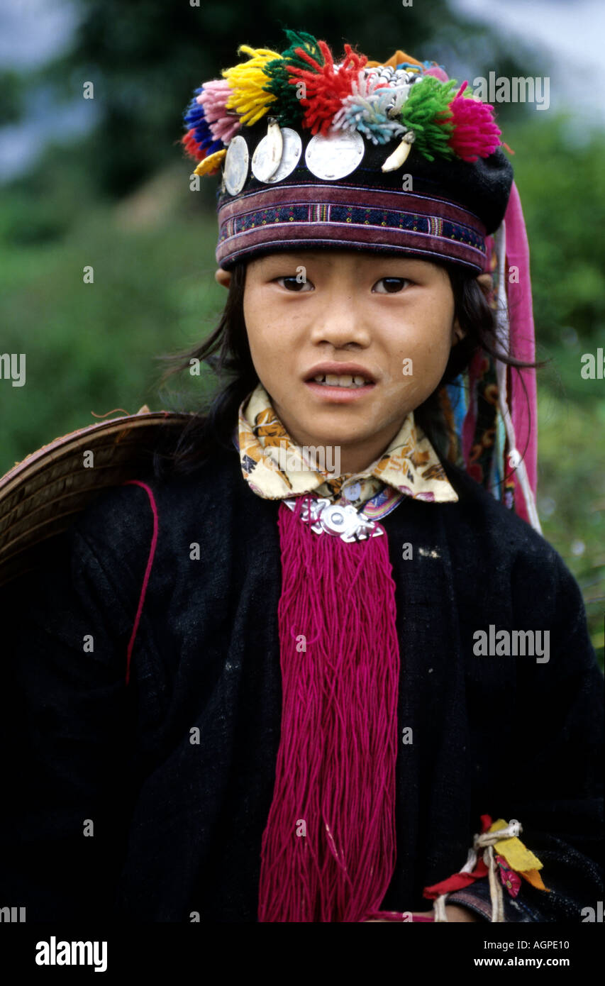 girl wearing traditional dress in village near Bin Lu Stock Photo - Alamy