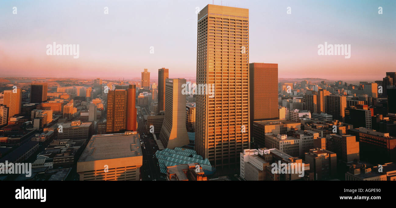 Johannesburg skyline at dusk Carlton centre in foreground Gauteng South ...