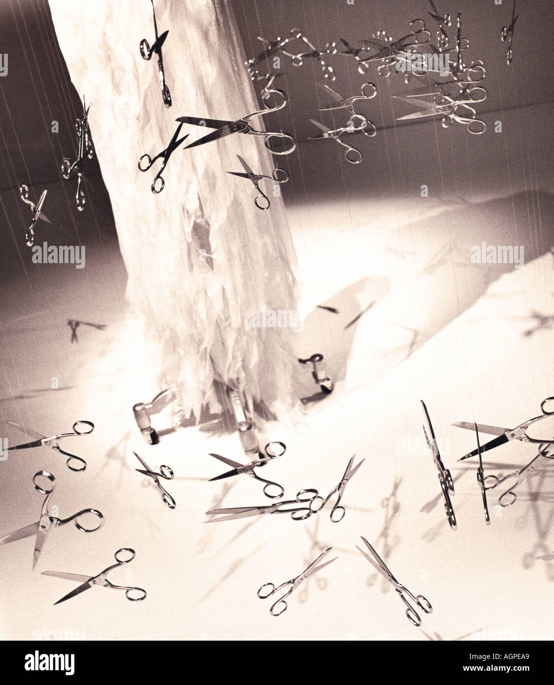 Industrial abstract scissors in the air b w Stock Photo - Alamy