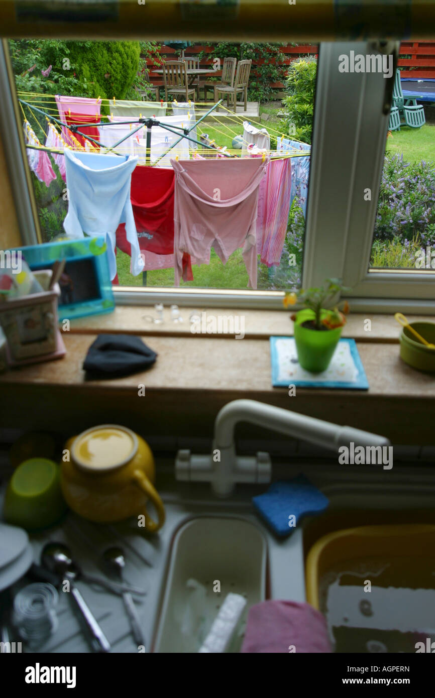 Washing line from window hi-res stock photography and images - Alamy