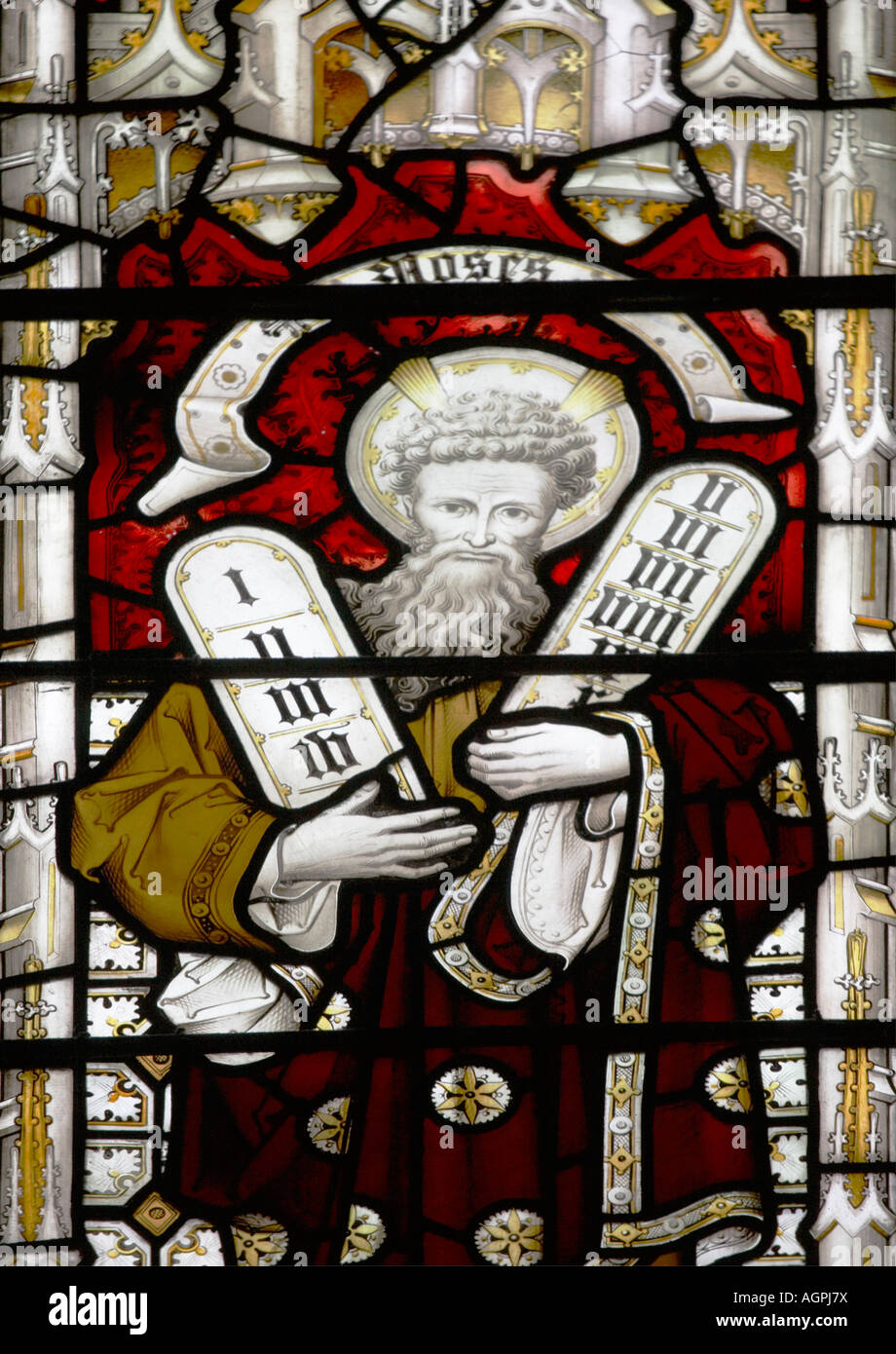 Bath Abbey Stained Glass Window of Moses Bath Somerset England Stock ...