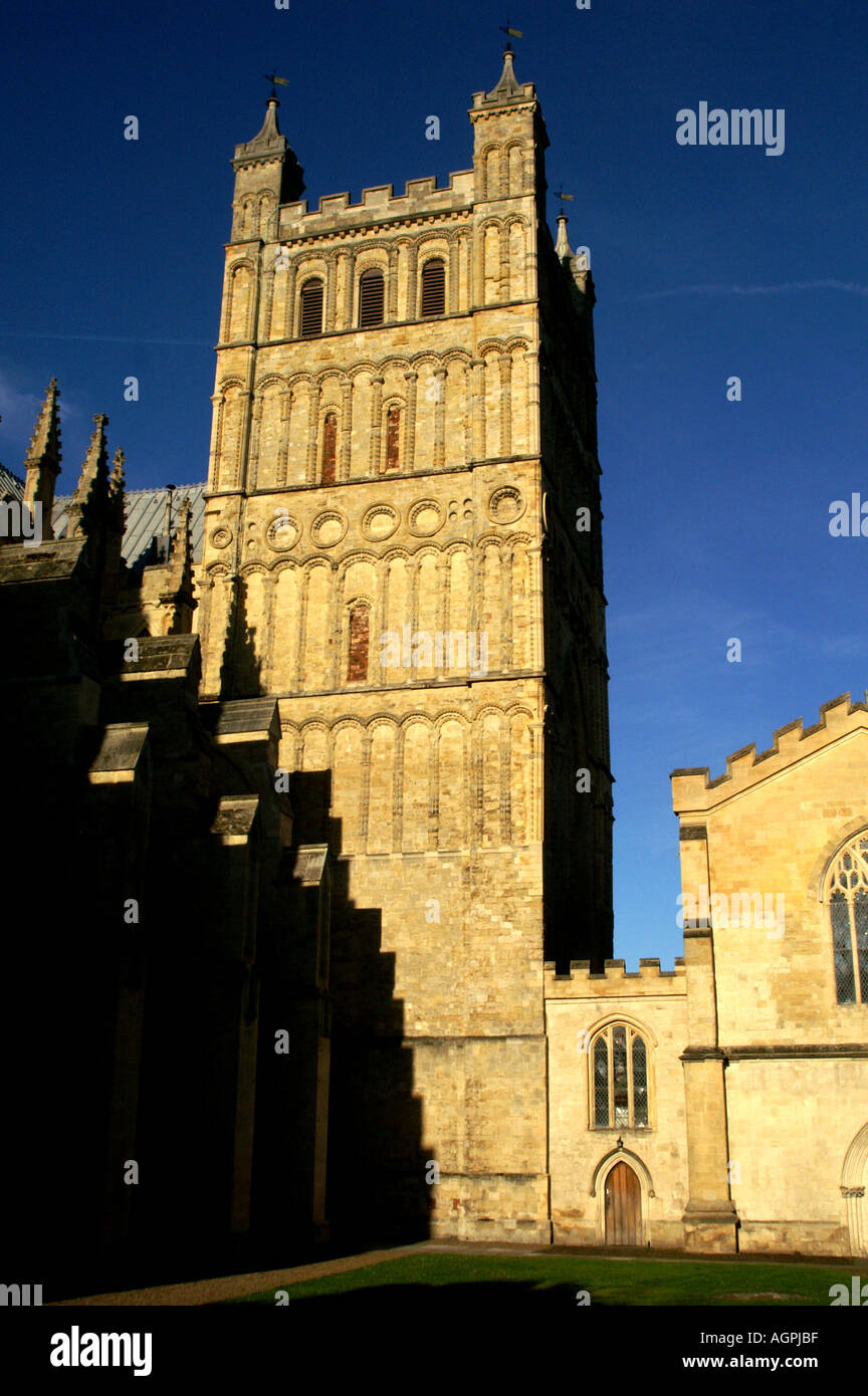 One of the twin towers of Exeter cathedral Stock Photo - Alamy