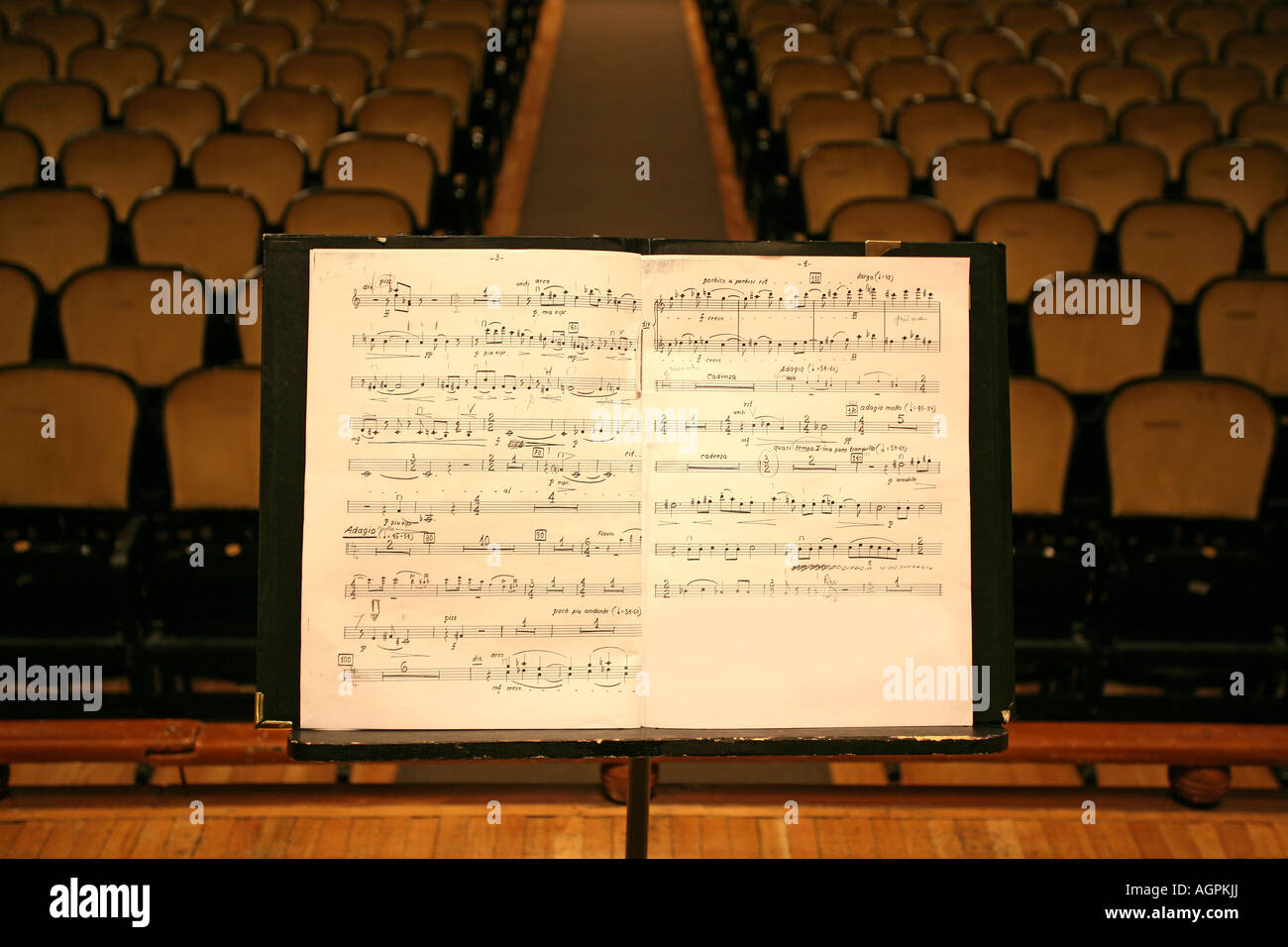 music stand and chairs in a theater auditorium or opera Stock Photo - Alamy