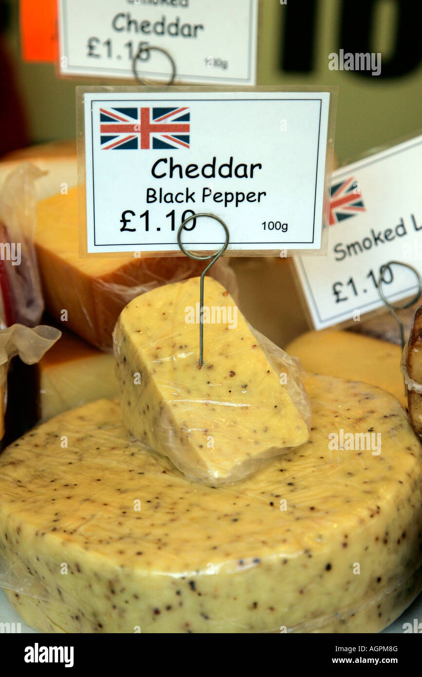 market with cheese Cheddar Black pepper Stock Photo - Alamy