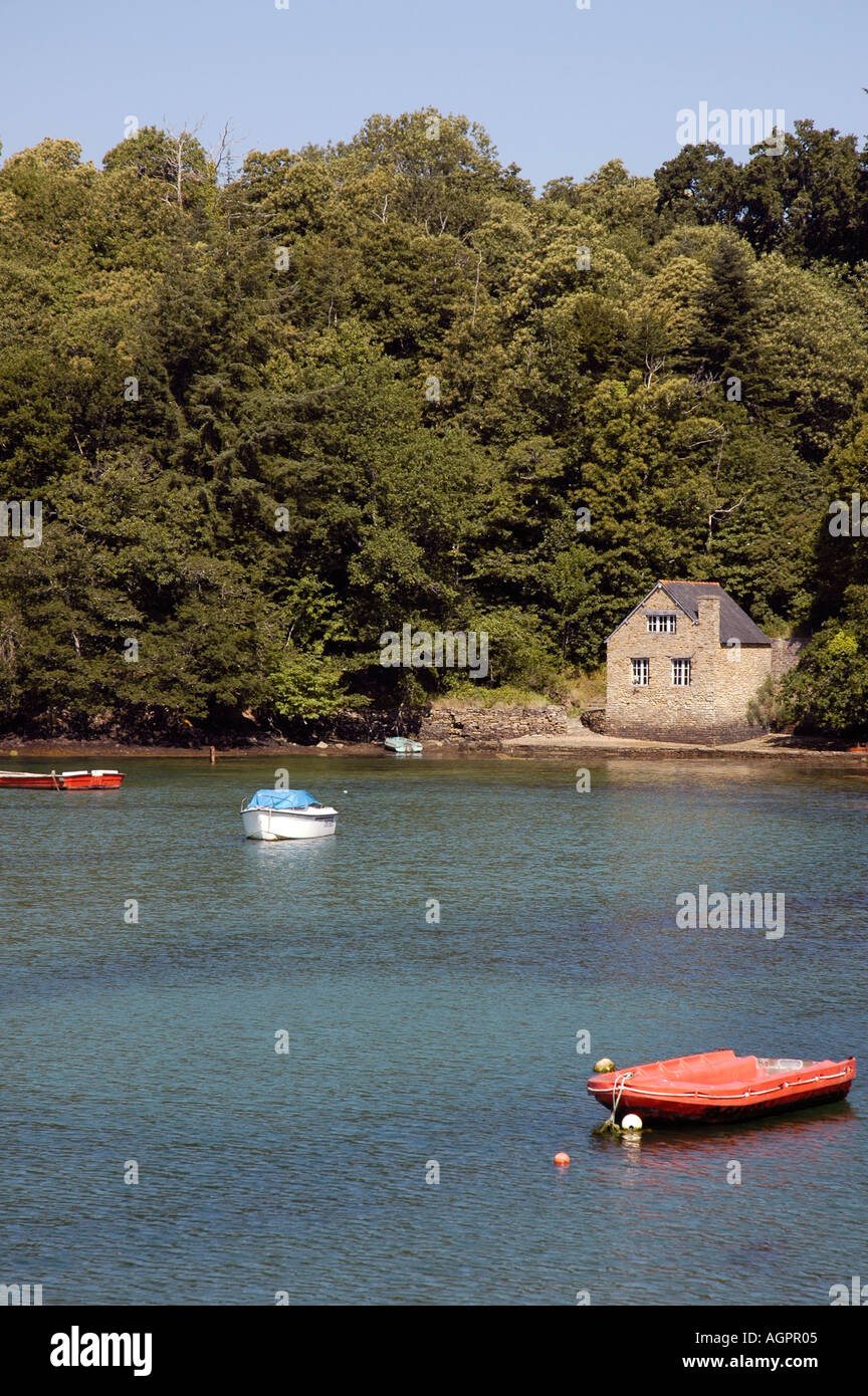 Riec-sur-Belon harbour, River Belon,Finistere, Brittany, France ...
