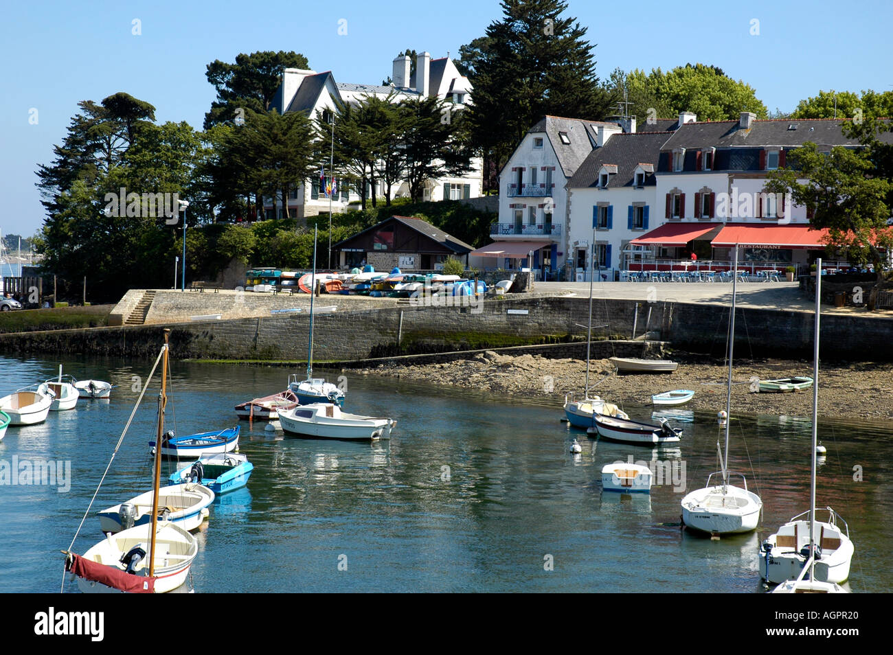 Odet river, Sainte-Marine harbour, Finistere, Brittany,France Bretagne ...
