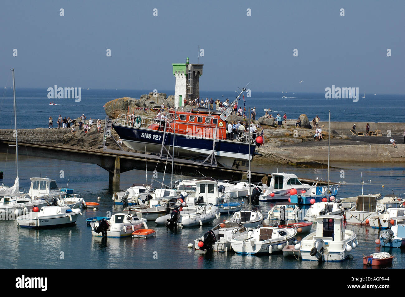 SNSM Boat ,14 July,Bastille day ,Trevignon harbour,Finistere, Brittany ...