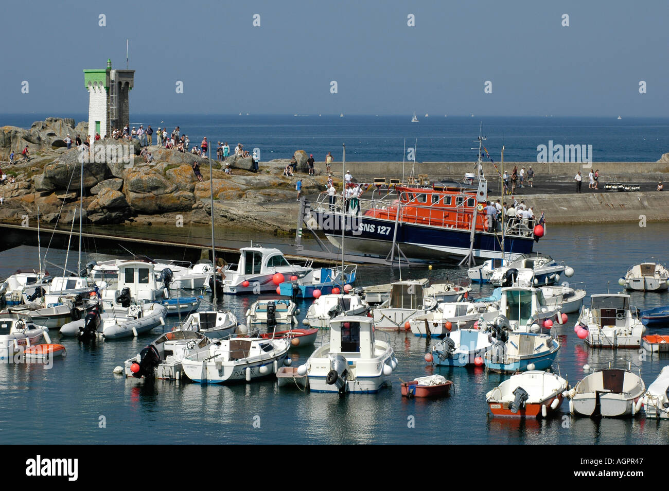 SNSM Boat ,14 July,Bastille day ,Trevignon harbour,Finistere, Brittany ...
