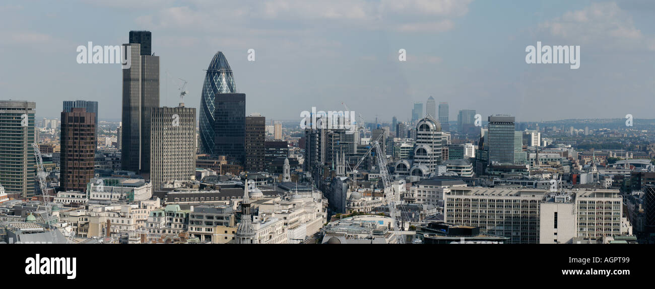London, England. Panoramic view of London,showing Canary Wharf, London ...
