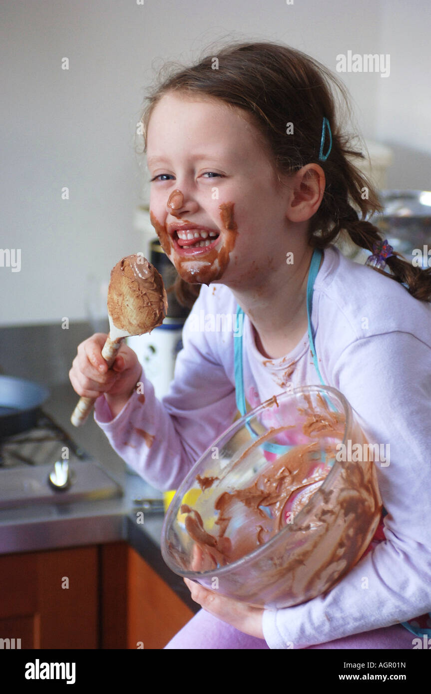 Child baking cakes messy hi-res stock photography and images - Alamy