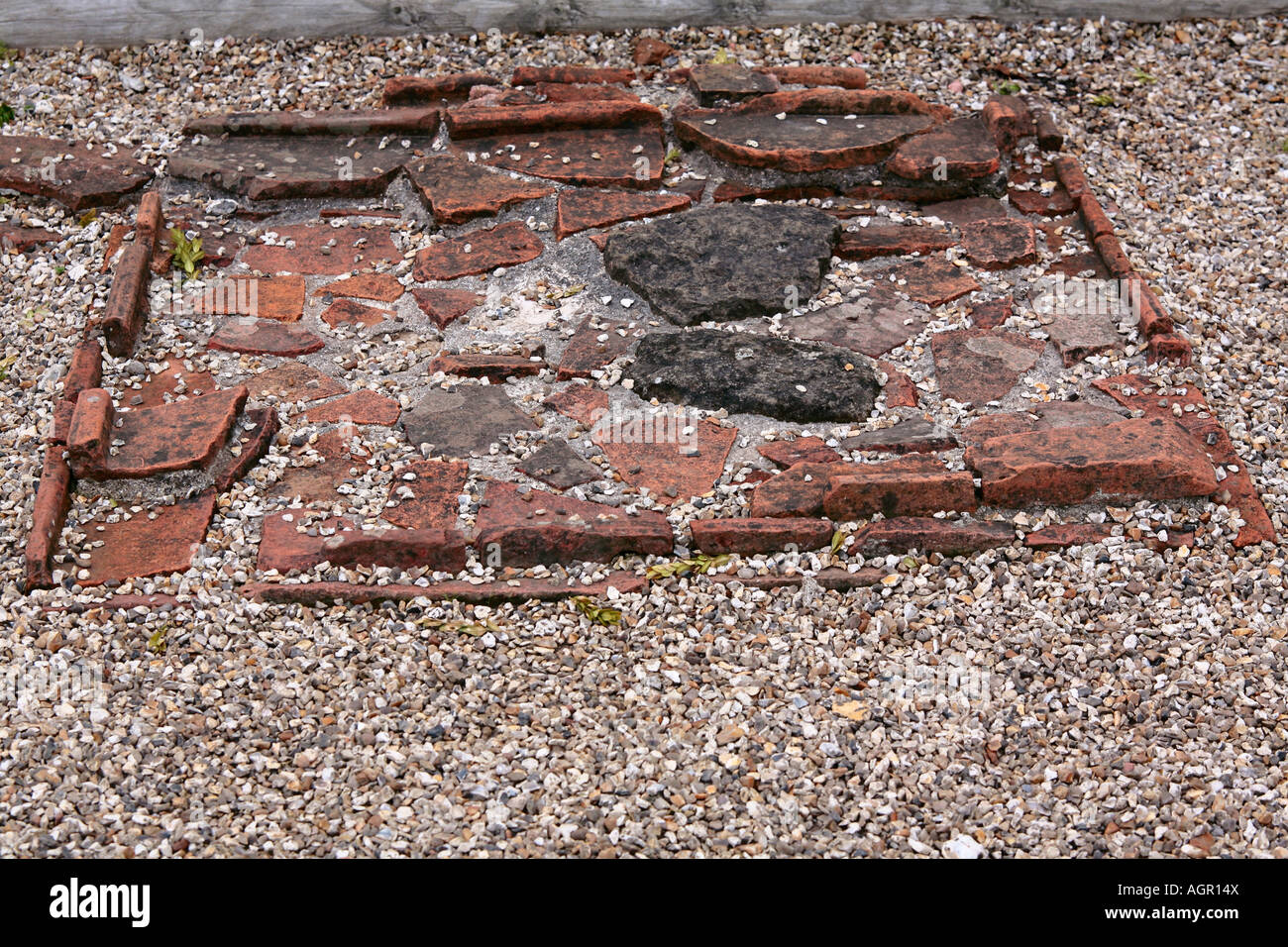 Square of stone and tile which formed the base for Statue of a Roman ...