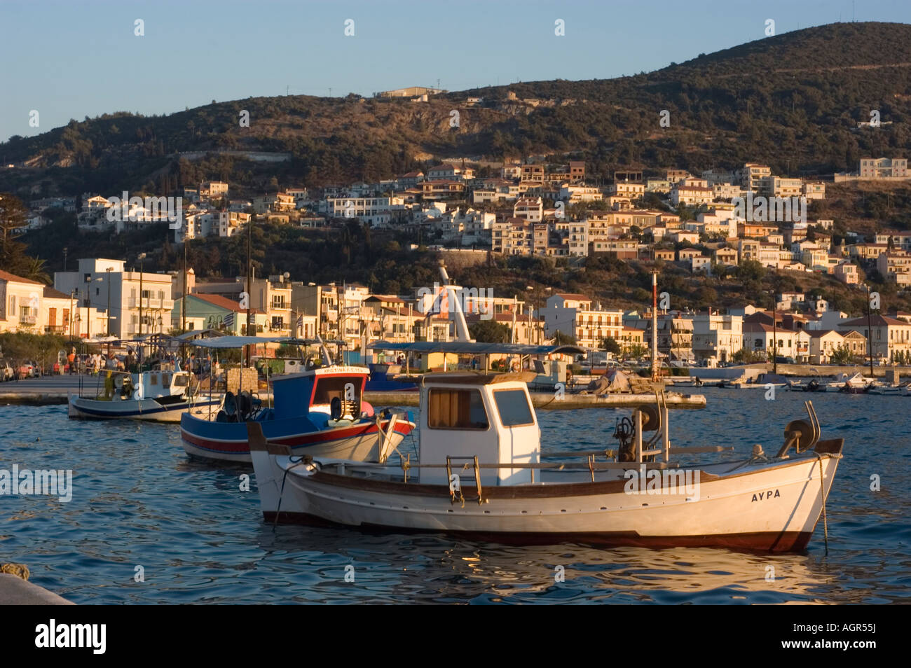 Port of vathy samos town, samos island greece Stock Photo - Alamy