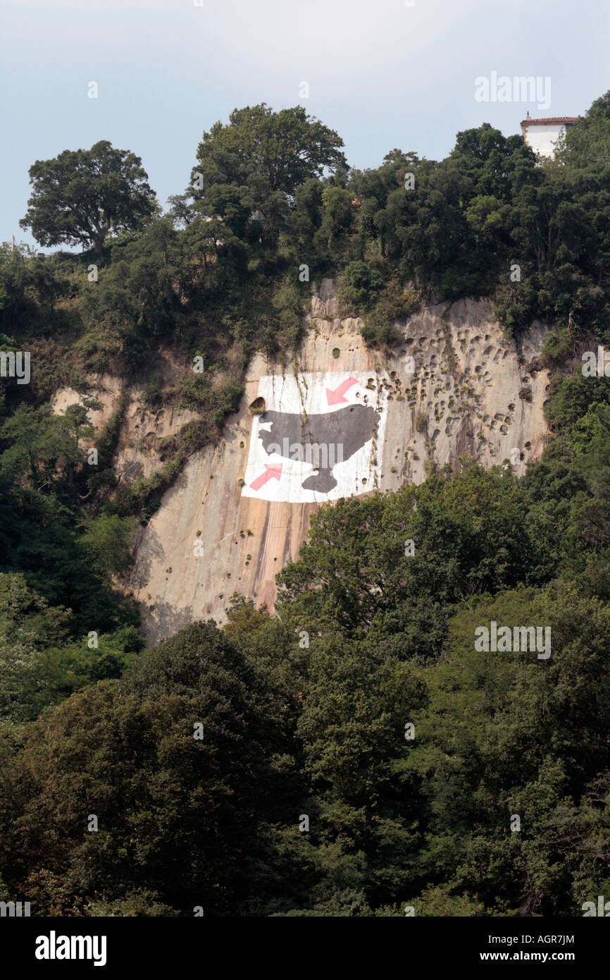 Hillside painting of Basque Country Slogan Stock Photo - Alamy