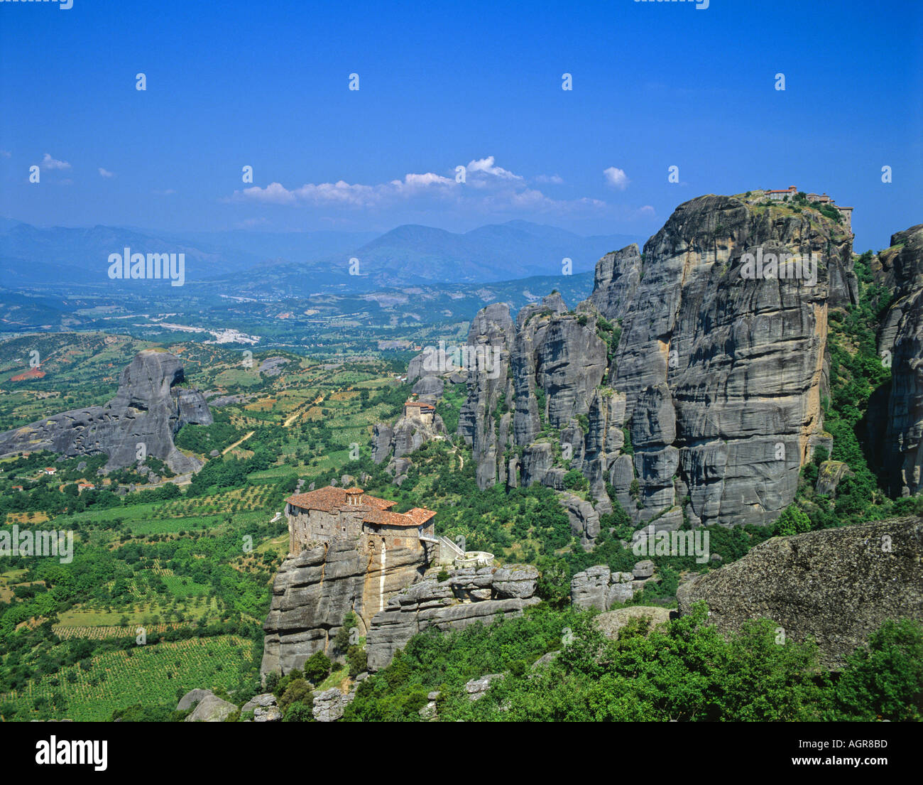 The Monastery and cliffs of Meteora Greece Stock Photo - Alamy