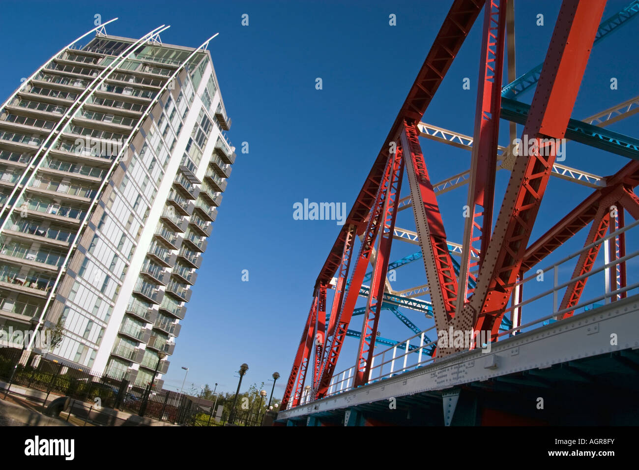 Detroit Bridge and Modern Development in Salford Quays,Manchester Stock ...
