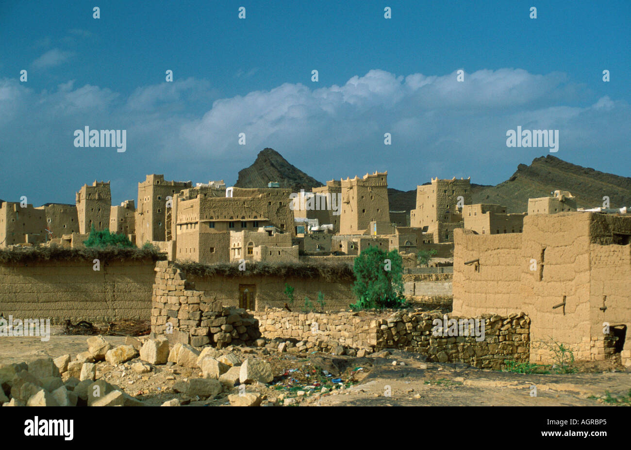 Loam houses / Al Haber / Lehmhaeuser Stock Photo - Alamy