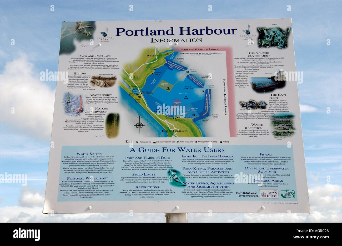 Portland Harbour Dorset tourist information map Stock Photo - Alamy