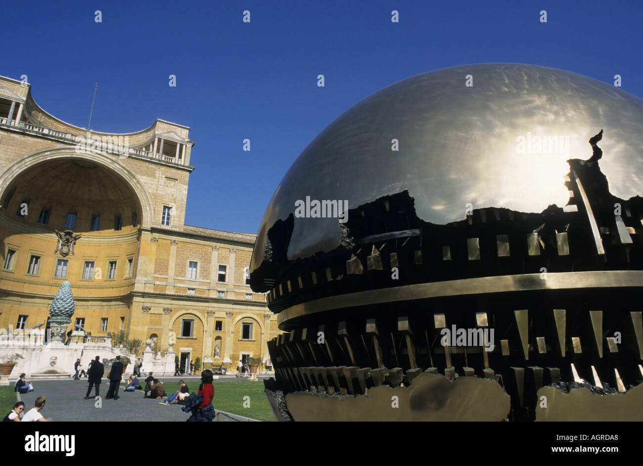 Golden Orb sculpture and fountain in the Court of Pigna in the Vatican ...