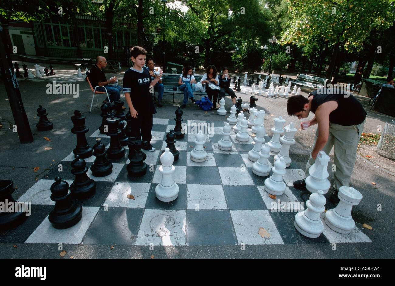 Giant Chess Set in park Stock Photo - Alamy