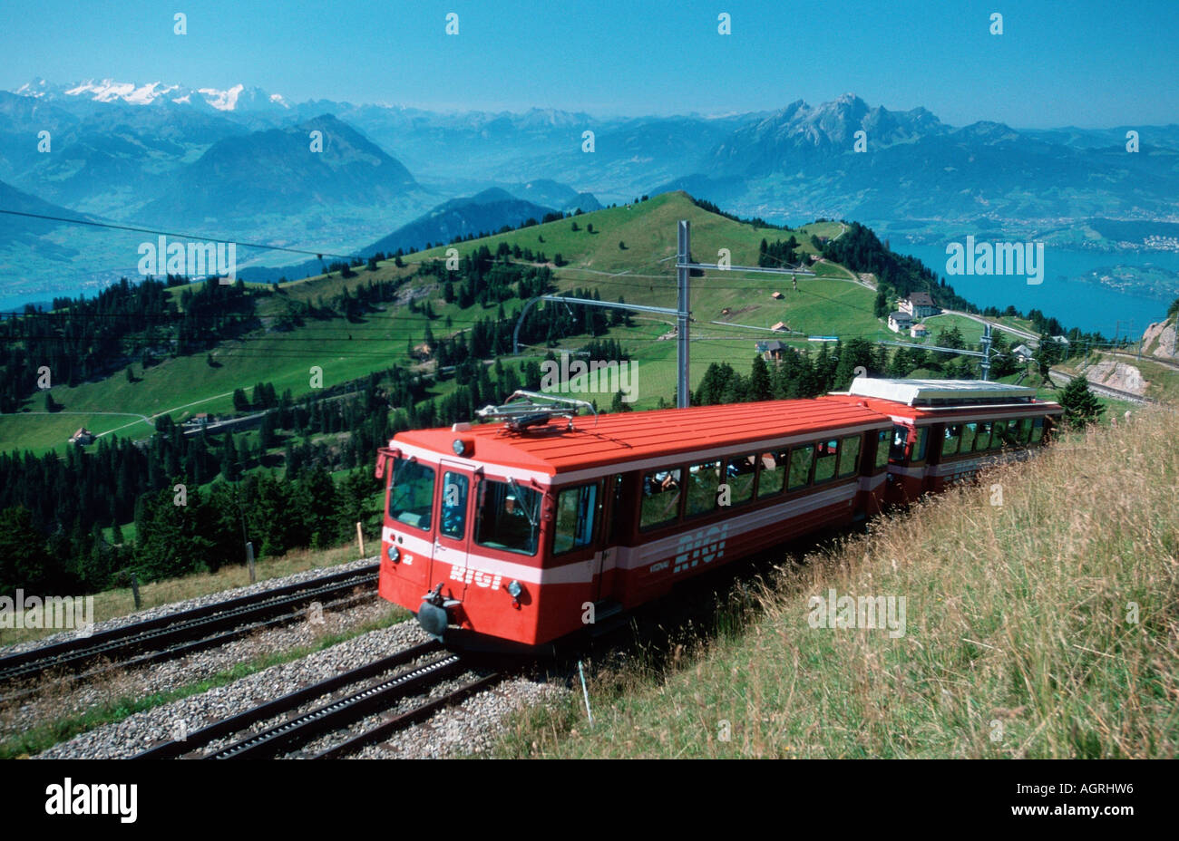 Train in the alps Stock Photo - Alamy