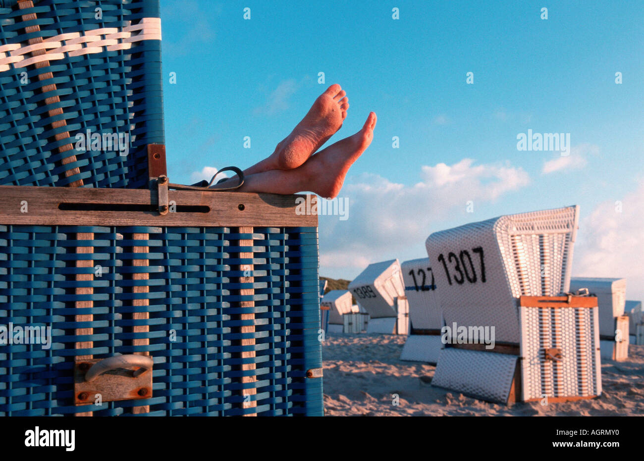Wicker Beach Chair Stock Photo - Alamy
