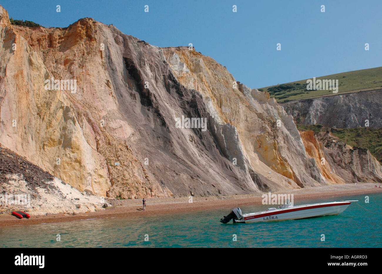 The sandy cliffs at Alum Bay Stock Photo - Alamy