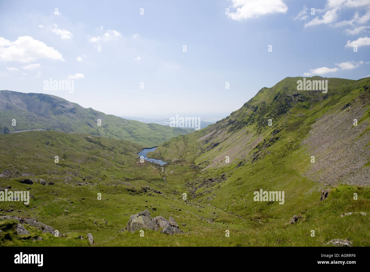 Croesor valley from the path to Knicht mountain above Croesor village ...