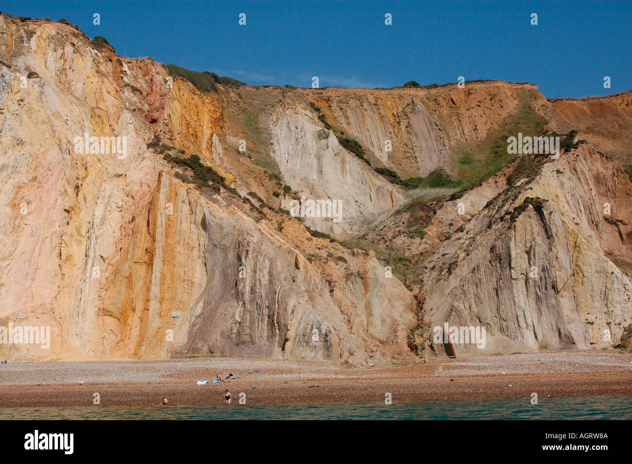 The sandy cliffs at Alum Bay Stock Photo - Alamy