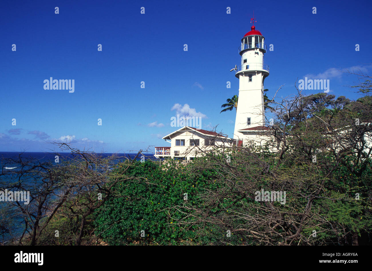 Diamond Head Lighthouse Waikiki Oahu Hawaii Stock Photo - Alamy