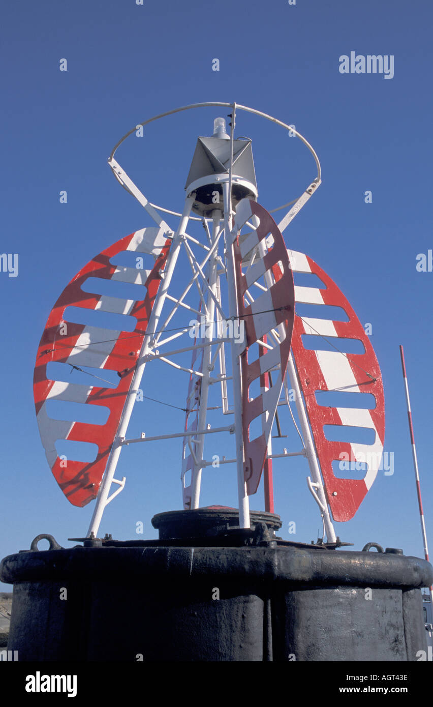 Red and white navigational marker buoy Stock Photo - Alamy