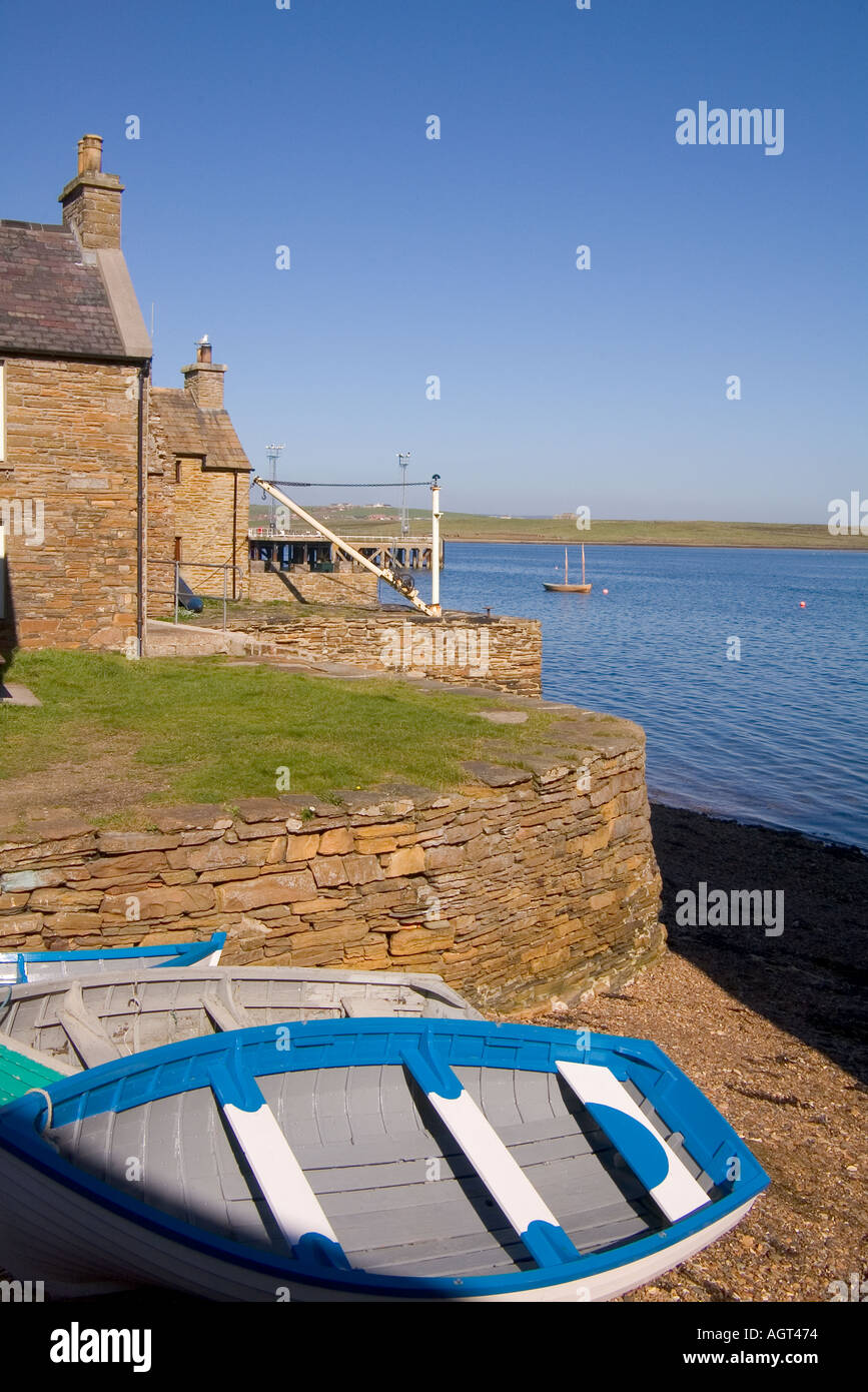 dh Waterfront STROMNESS ORKNEY Quayside houses jetty wench crane rowing ...