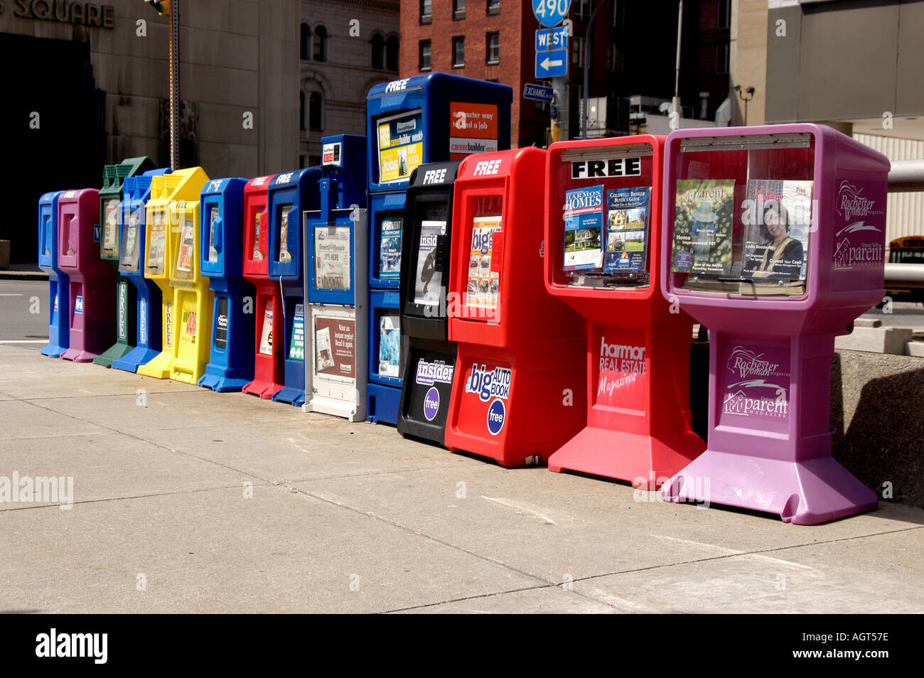 Colorful newspaper kiosks Stock Photo - Alamy