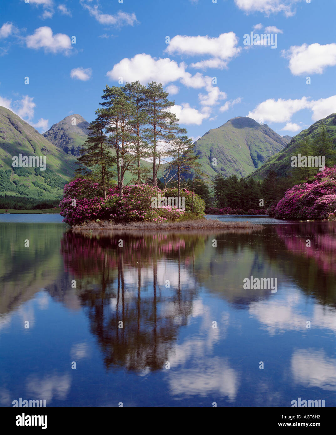 Lochan Urr, Glen Etive, Highland, Scotland, UK. View of Buachaille ...