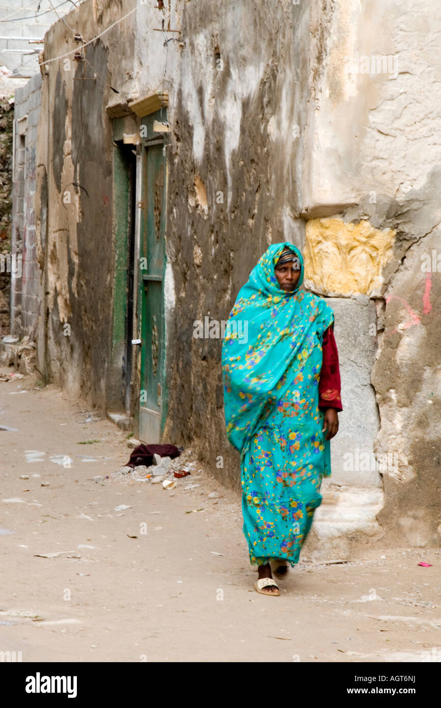Tripoli, Libya. African Immigrant Walking in Medina Street Stock Photo ...