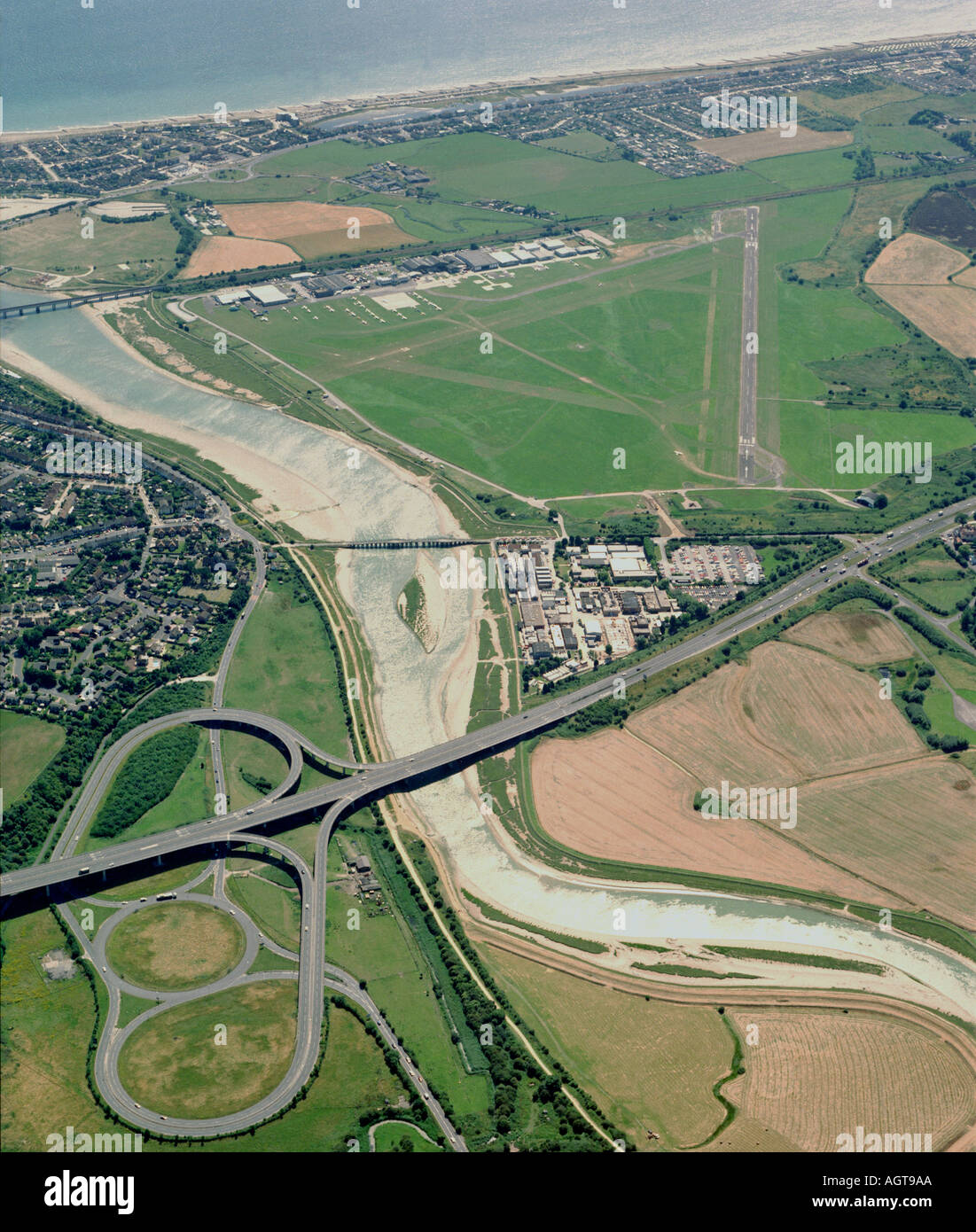 A27 looking south to Shoreham Airport and River Adur Stock Photo - Alamy