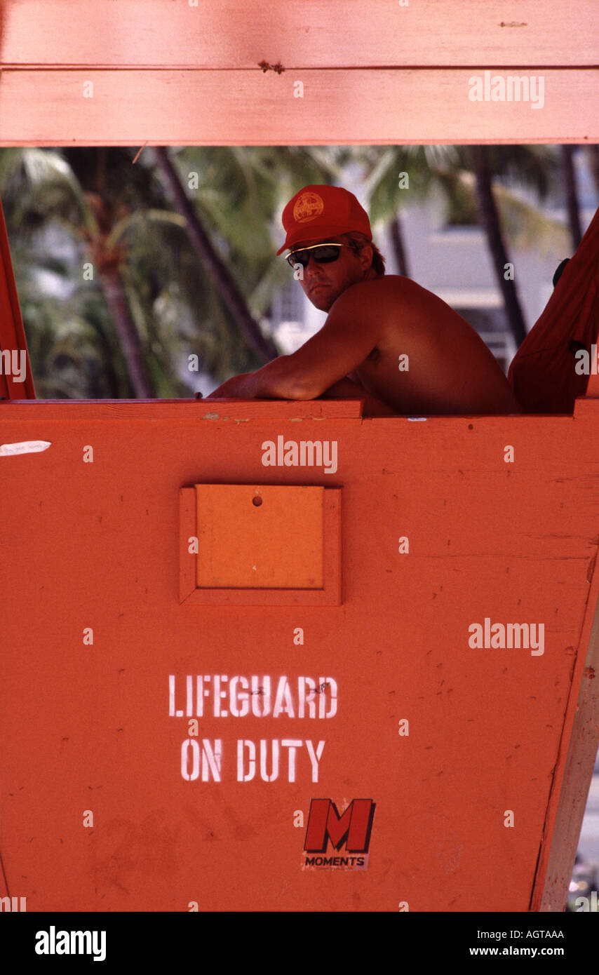 Lifeguard on duty Waikiki Beach Hawaii Stock Photo - Alamy