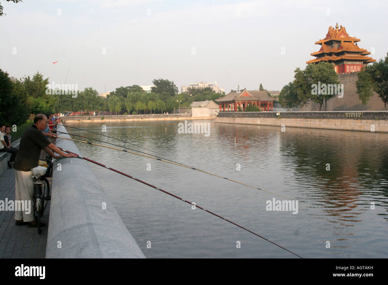 chinese fishing in the ditch of the forbidden city Beijing China August ...