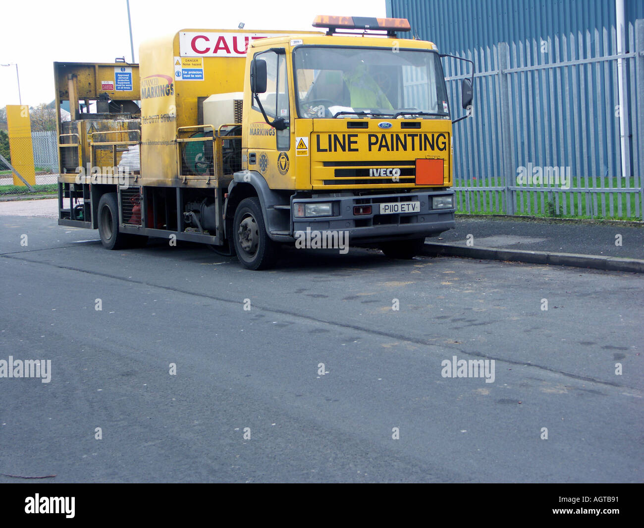 White Line Painting Vehicle Front view Stock Photo - Alamy