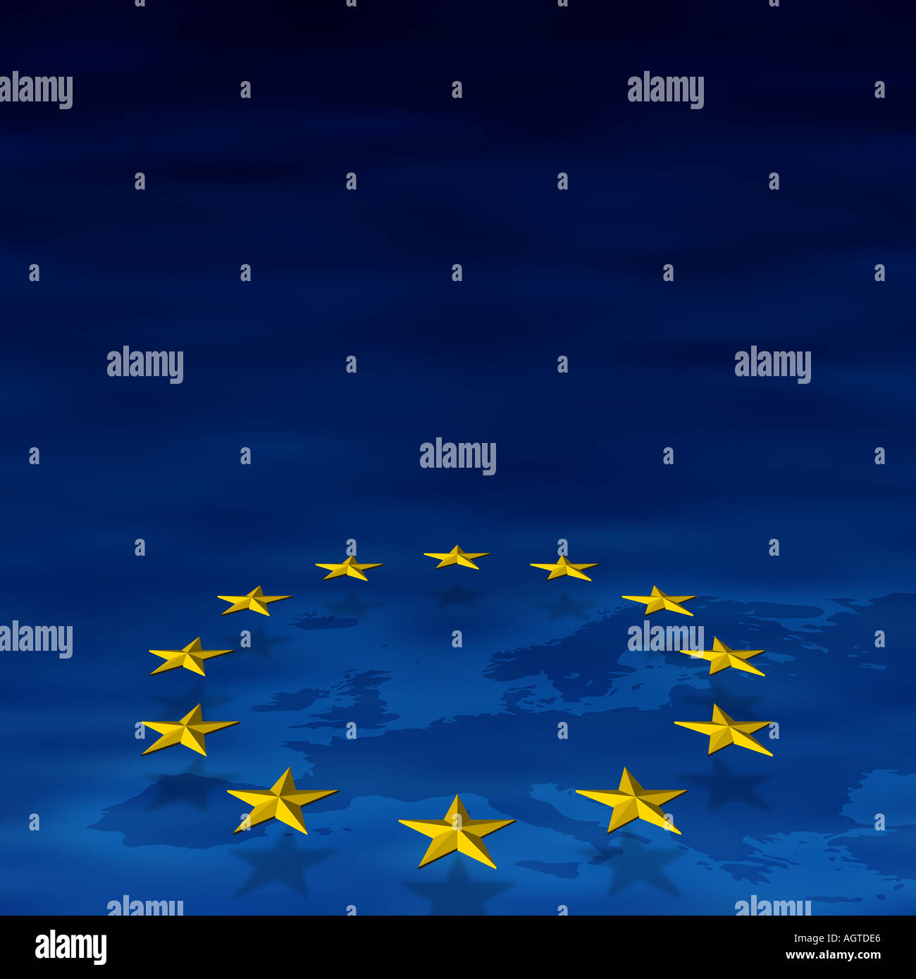 Blue Space with Circle of Stars and Muted Map of Europe Suitable for ...